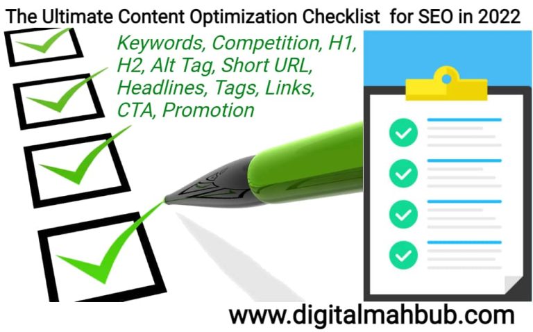 The Ultimate Content Optimization Checklist for SEO - Digital Mahbub